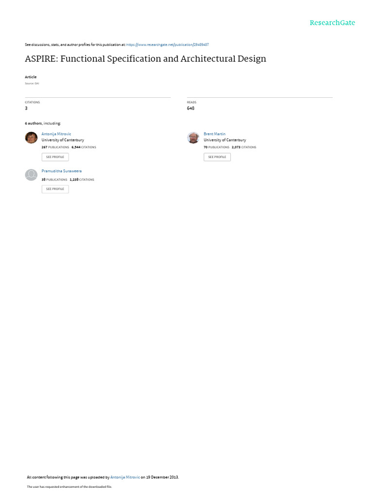ASPIRE_Functional_Specification_and_Architectural_ | PDF | World Wide Web | Internet & Web