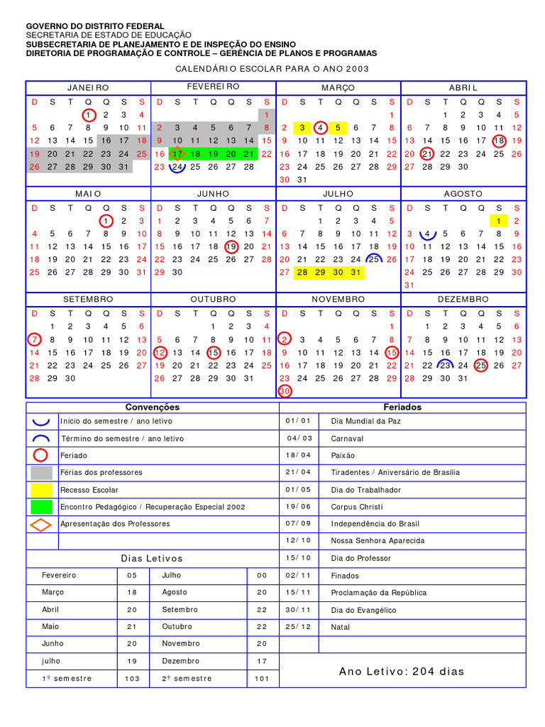 2003 - Calendario Escolar | PDF