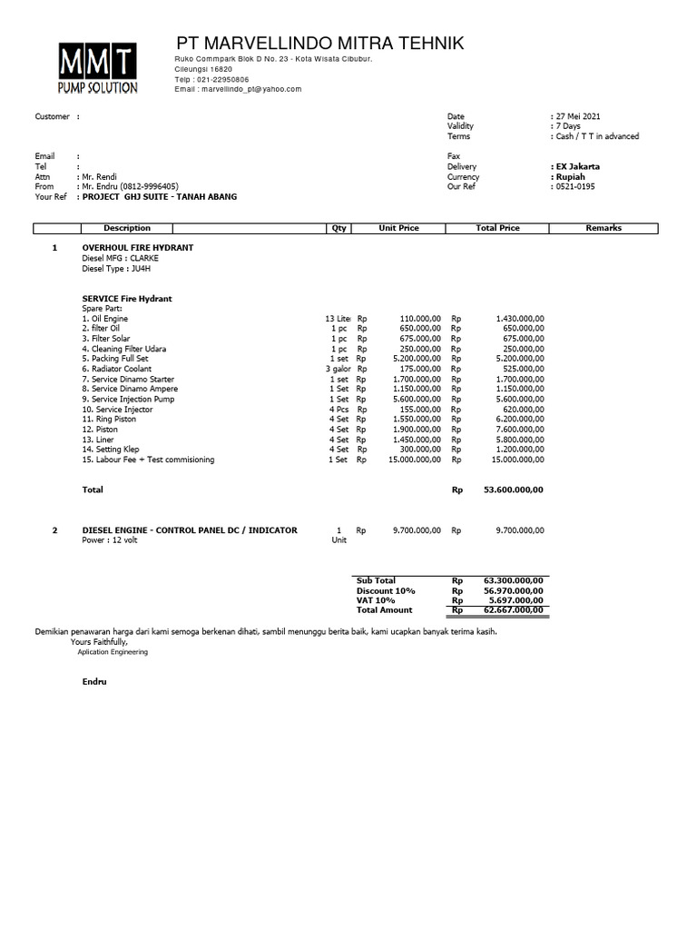 0521-0195 Pak Rendy Project GHJ SUITE Overhoul Diesel Pump | PDF ...