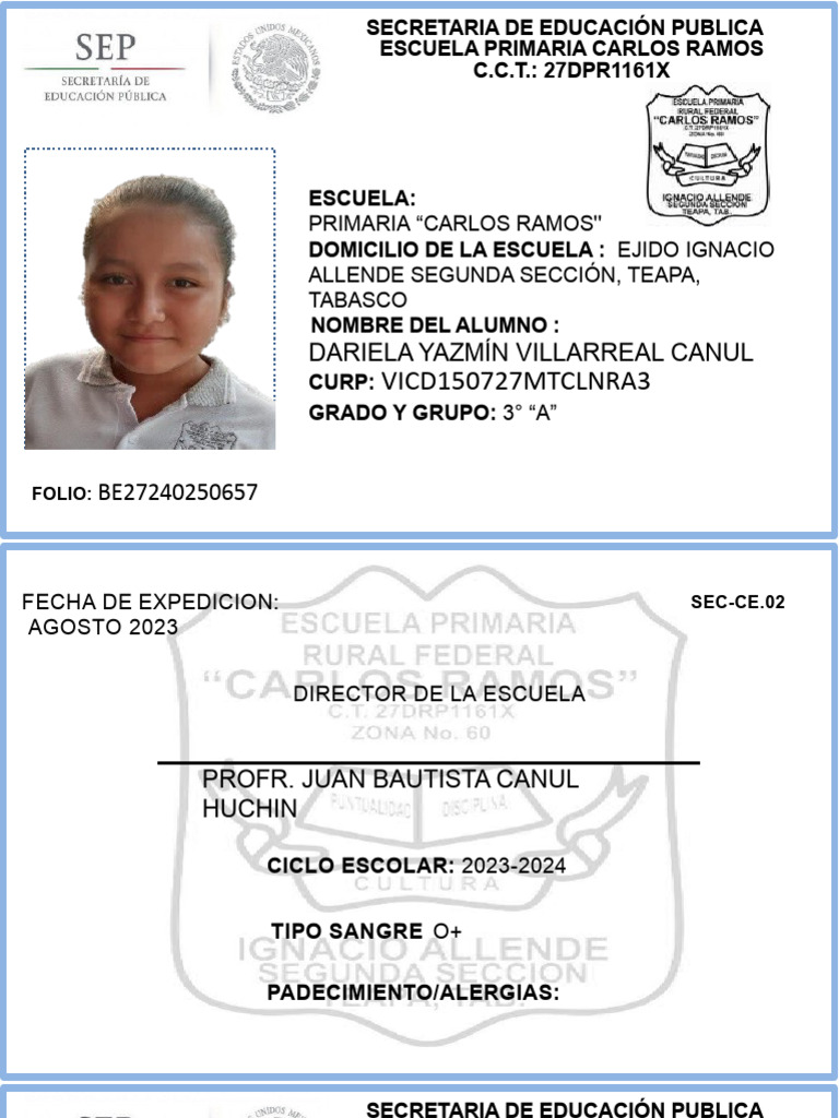 Credenciales Escolares SEP Primaria | PDF | Educación primaria