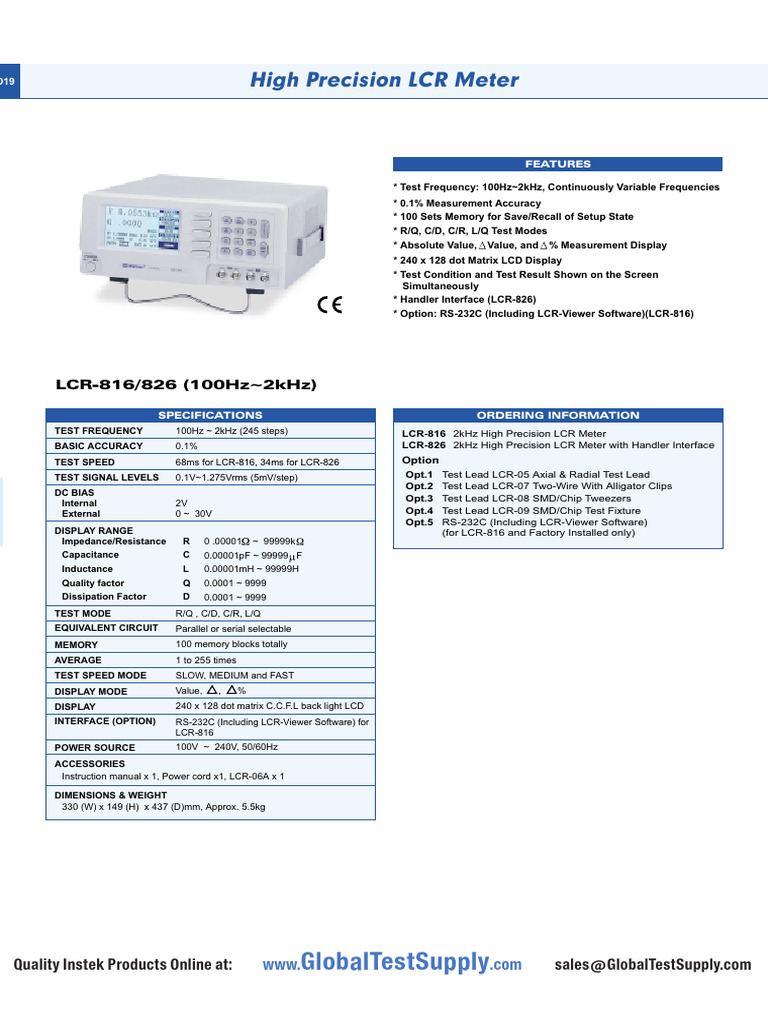 LCR 816 Datasheet | PDF | Electrical Engineering | Electricity