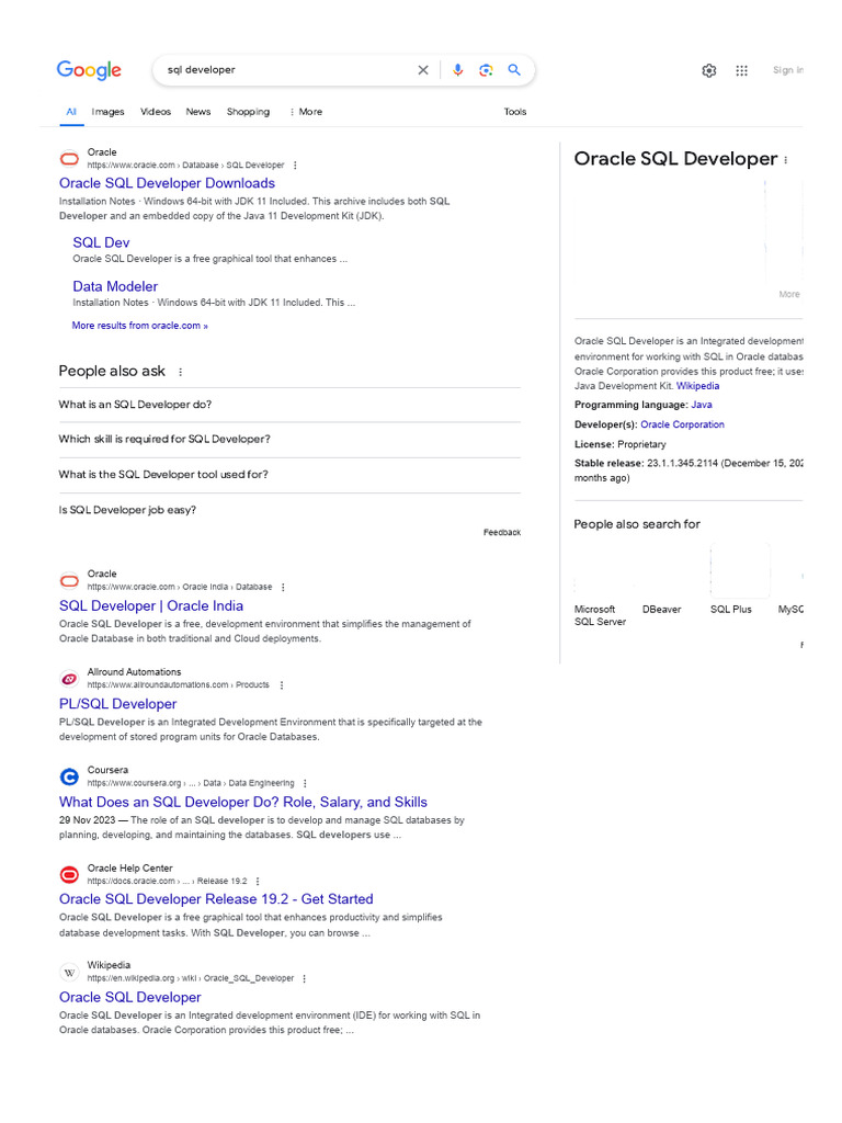 SQL Developer - Google Search | PDF | Oracle Corporation | Sql