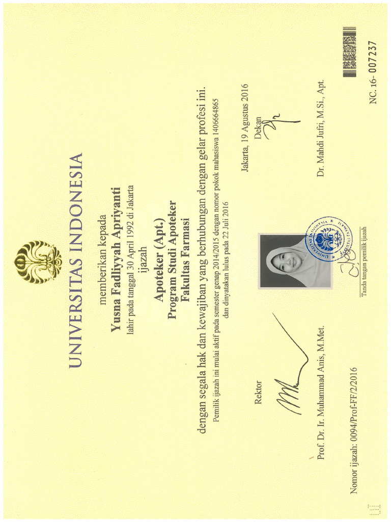 Ijazah Apoteker | PDF