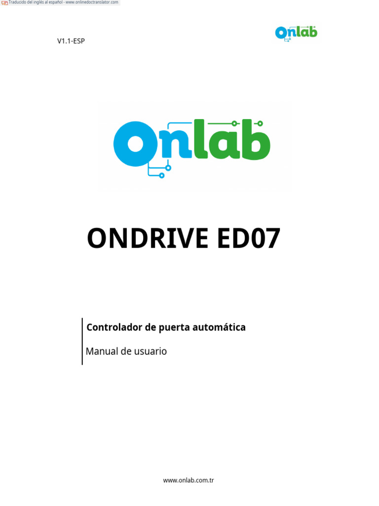 Ondrive - ED07 - UM - ENG - v11 - ESPAÑOL | PDF | Relé | Conector eléctrico