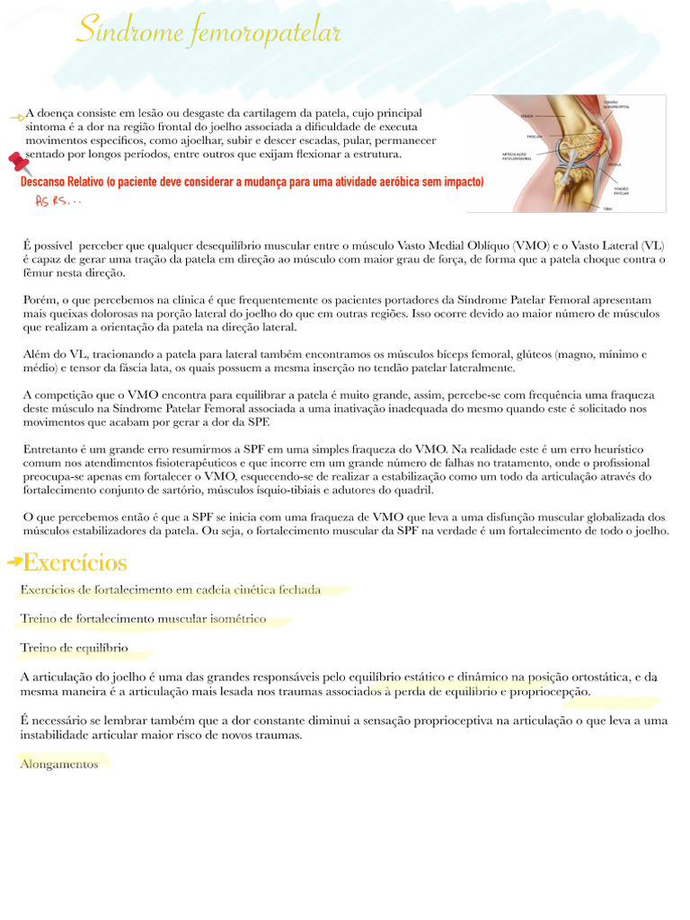 Síndrome Femoropatelar | PDF