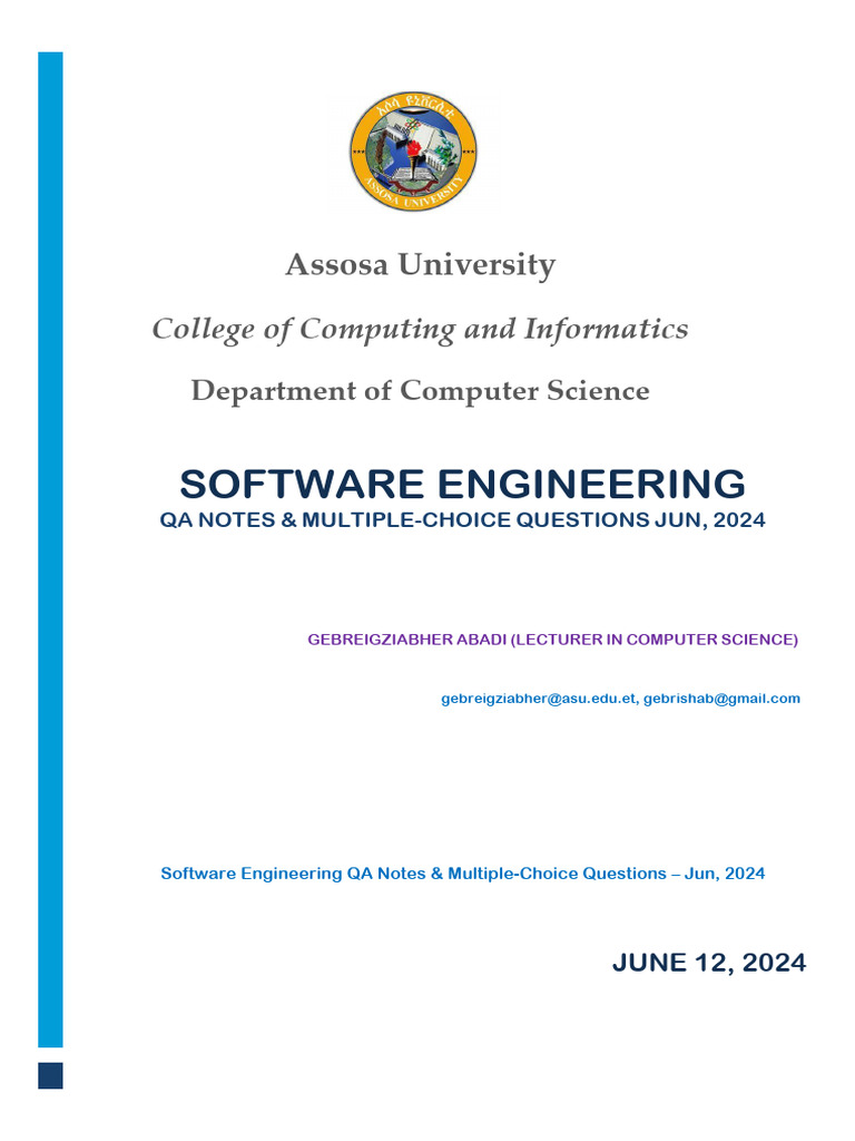 Software Engineering QAs Notes and MCQs I | PDF | System | Use Case