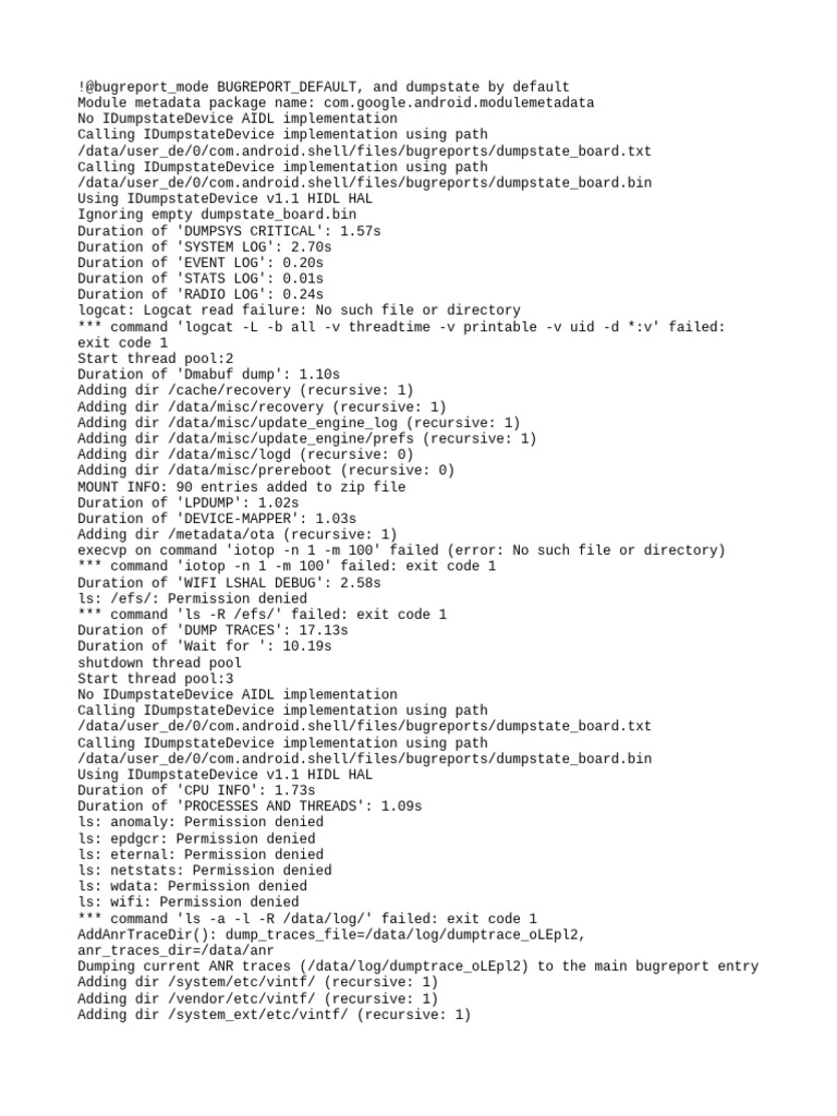 dumpstate | PDF | Zip (File Format) | Software Engineering