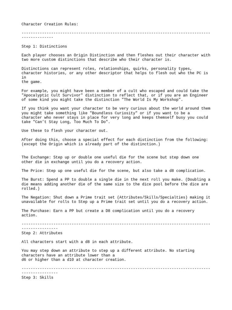 Character Creation Rules | PDF | Dice