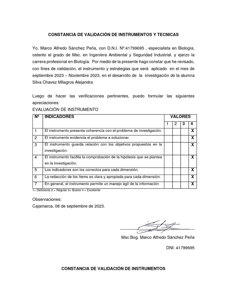 Constancia de Validacion de Instrumentos | PDF | Hipótesis | Observación Constancia de Validacion de Instrumentos | PDF | Hipótesis | Observación