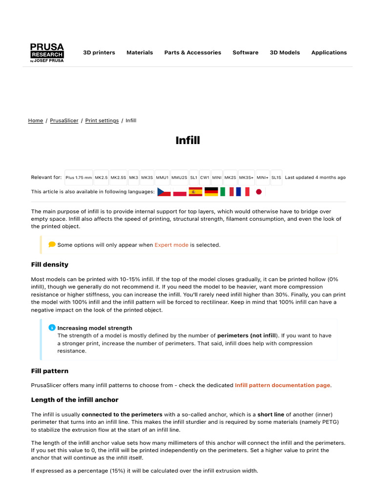 Infill - Prusa Knowledge Base | PDF | Extrusion