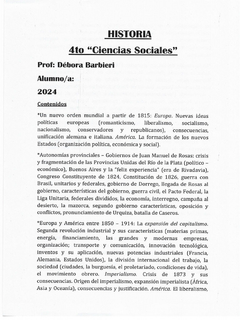 4to Sociales - Nuestra Señora - Historia - Debora Barbieri $8100 | PDF