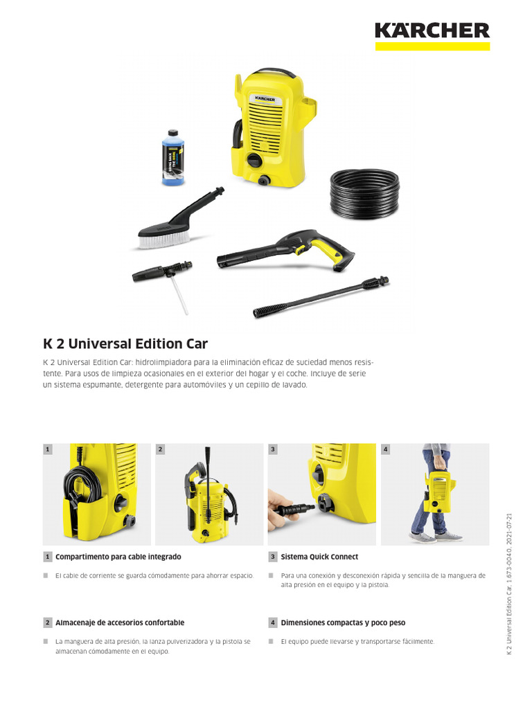 F.T Hidrolavadora Karcher K2-Universal Edition | PDF | Conector eléctrico