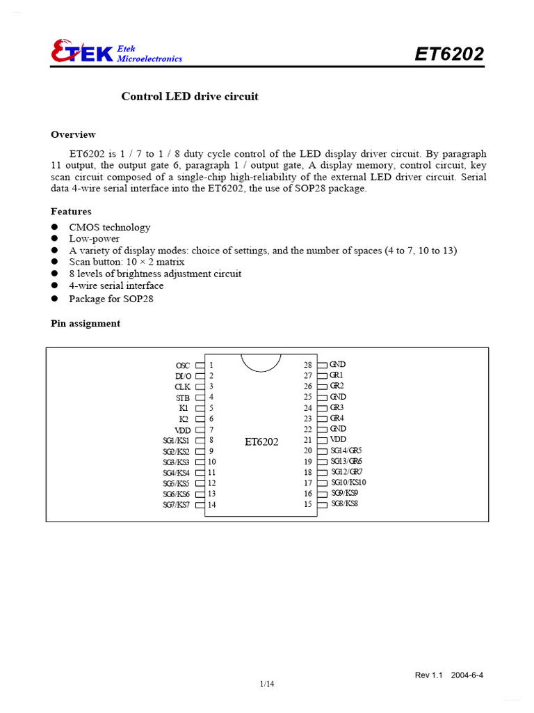 ET6202 EtekMicroelectronics | PDF | Input/Output | Electronic Circuits