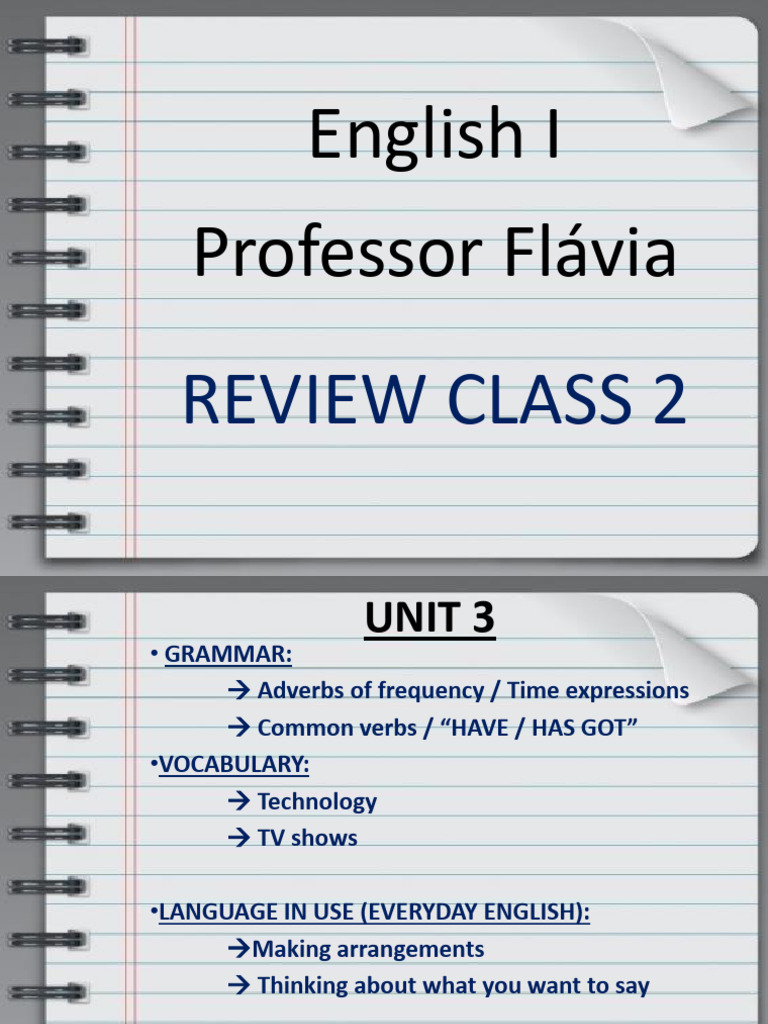Aula - Inglês 1 - Review Class 2 | PDF