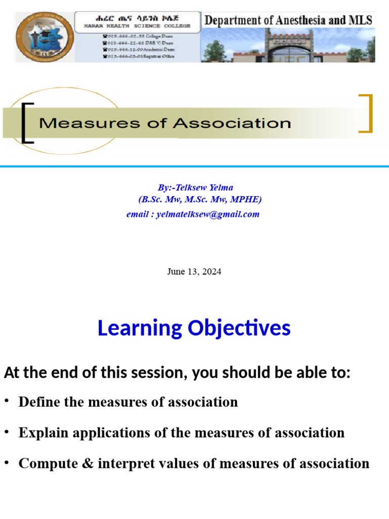 L4 - Measure of Association New 4 | PDF | Relative Risk | Odds Ratio