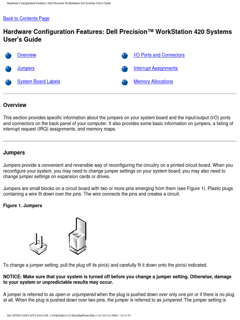 Hardware Configuration Features - Dell Precision WorkStation 420 ...