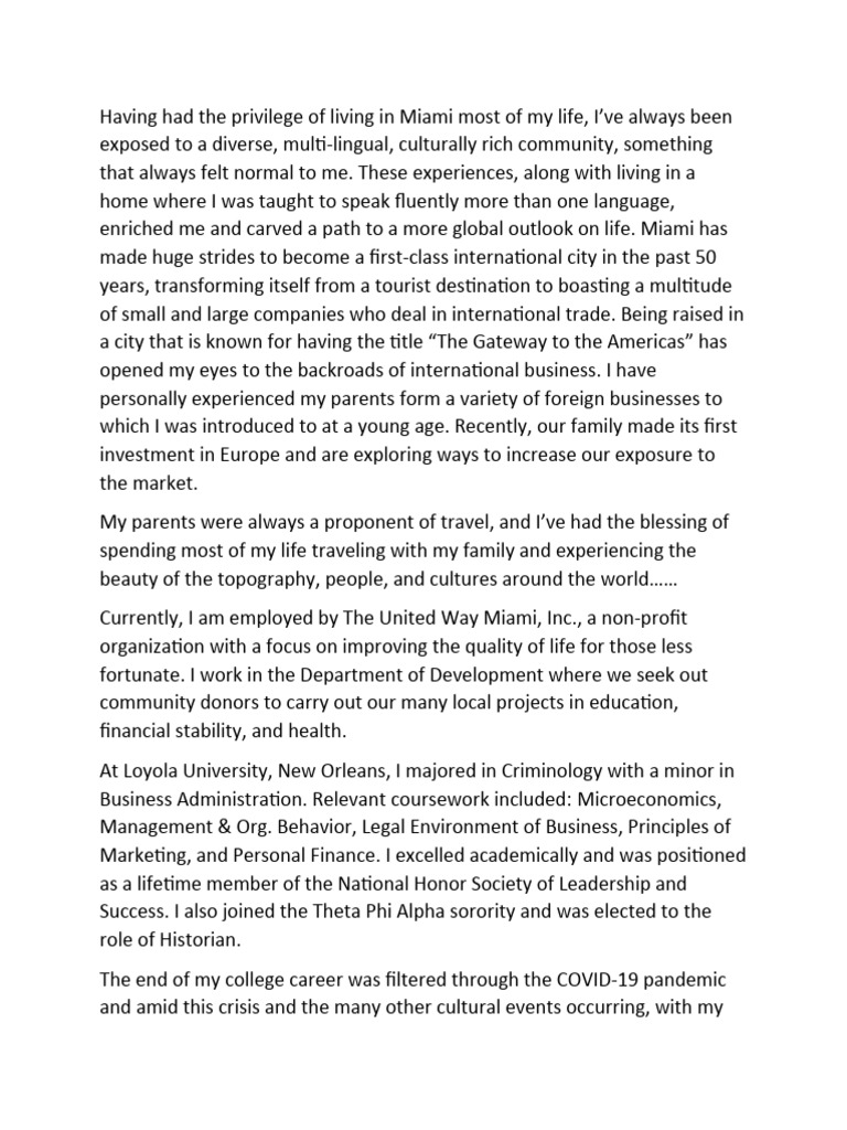 Management With IB & Development - Personal Statement | PDF | Social ...