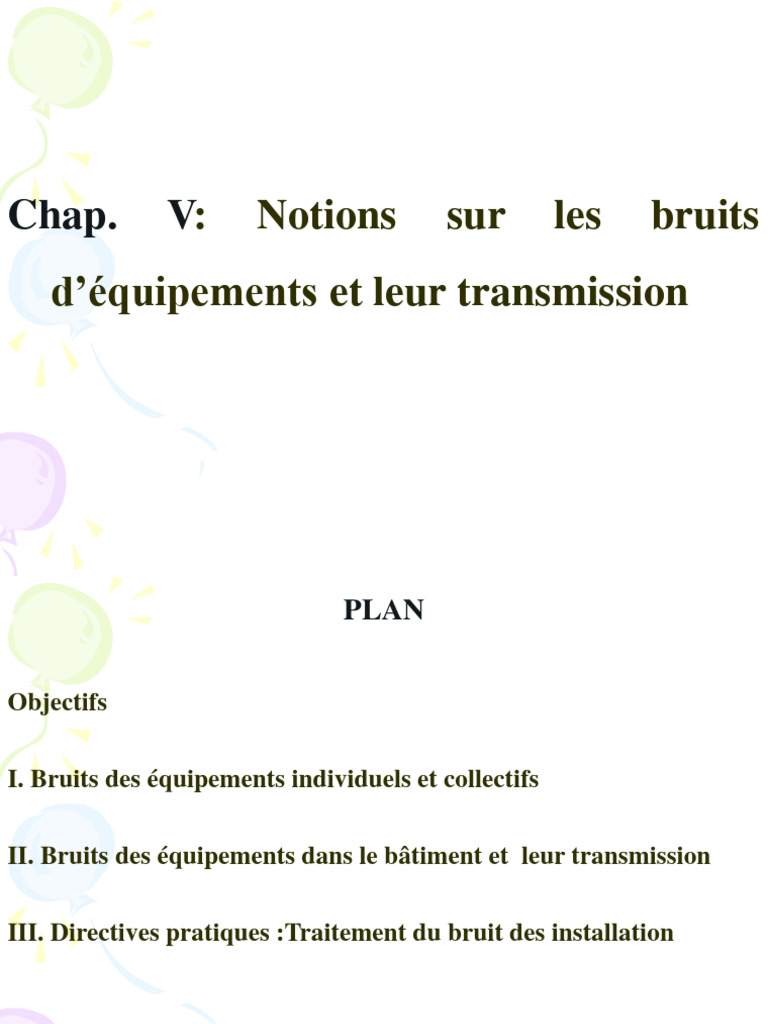 Bruits des équipements et transmission | PDF | Son | Bruit