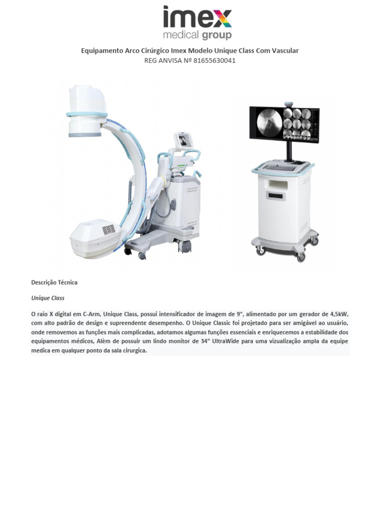 Arco Cirúrgico Imex Unique Class Vascular | PDF