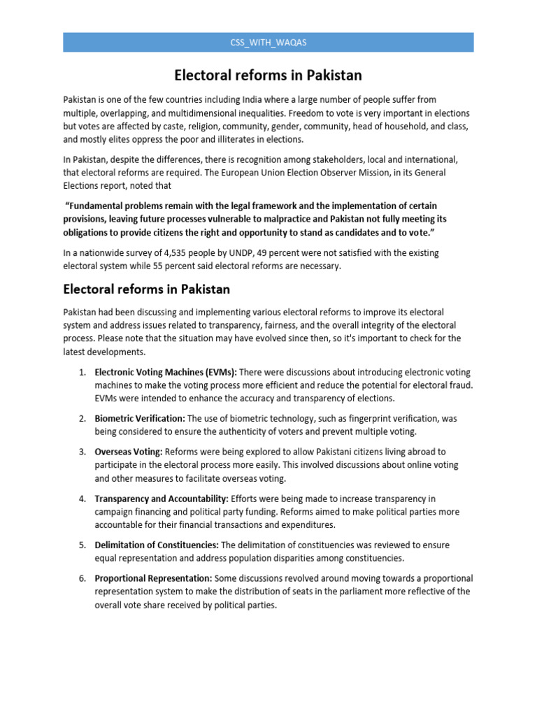 Electoral Reforms | PDF | Electronic Voting | Electoral Fraud