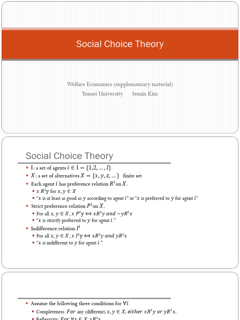 Lecture Note For Social Choice Theory | PDF | Mathematics | Economic ...