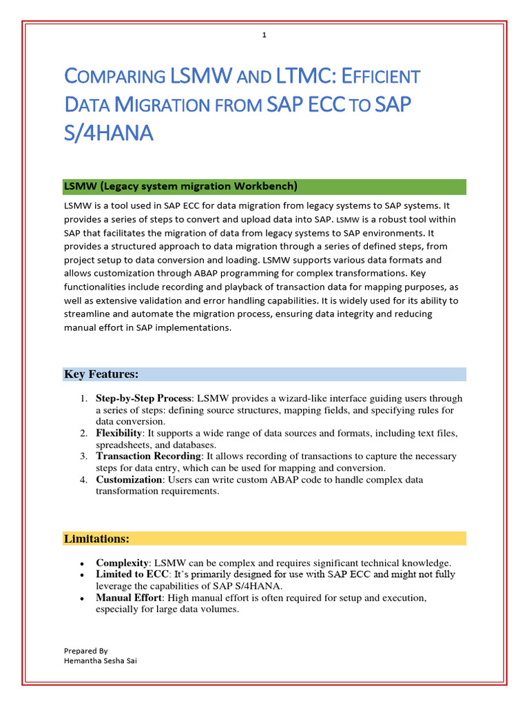 Comparing SAP Data Migration Tools - LSMW vs. LTMC | PDF | Usability ...