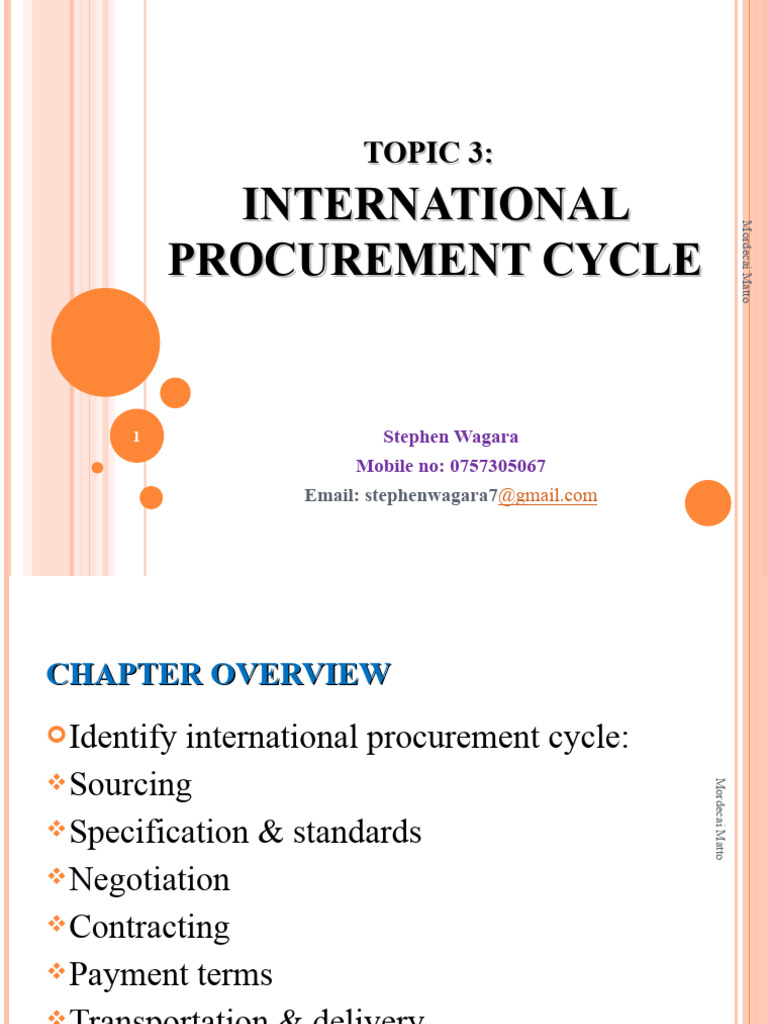 Topic 3-International Procurement Cycle | PDF | Mediation | Specification (Technical Standard)