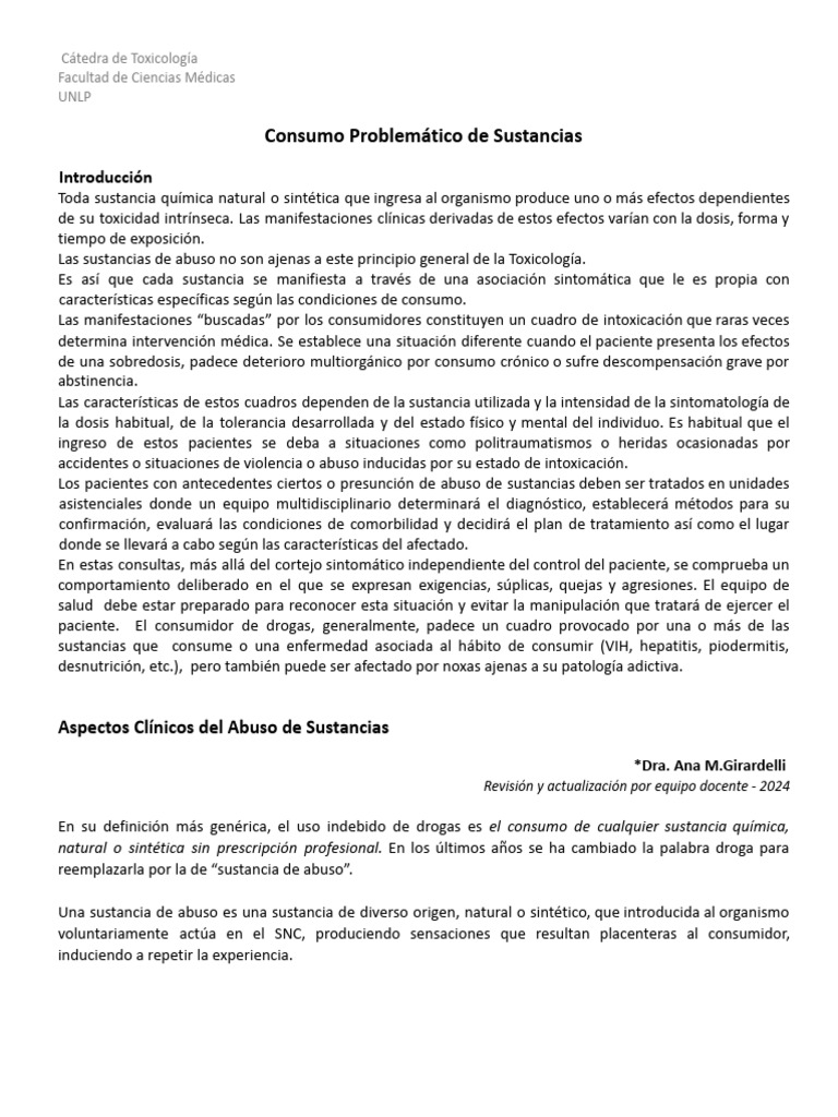 Consumo Problemático de Sustancias | PDF | La dependencia de sustancias | Drogas