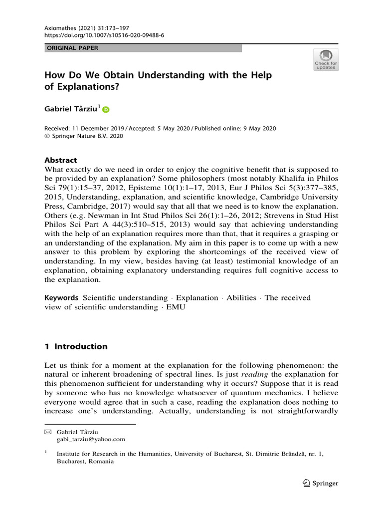 Understanding Through Explanations | PDF | Knowledge | Theory