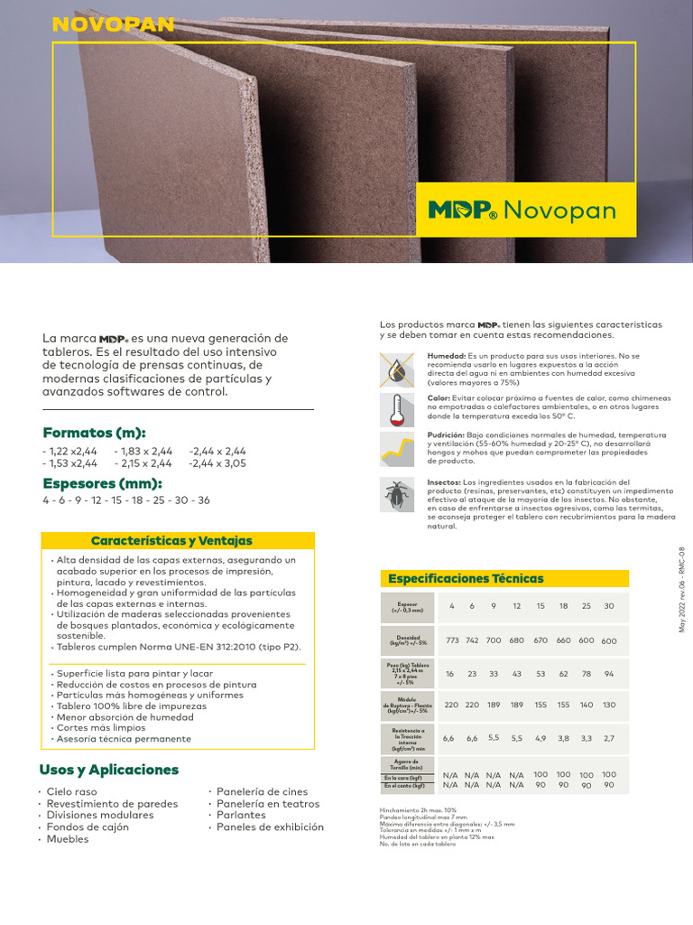 MDP Novopan Y MDP RH Novopan | PDF | Madera