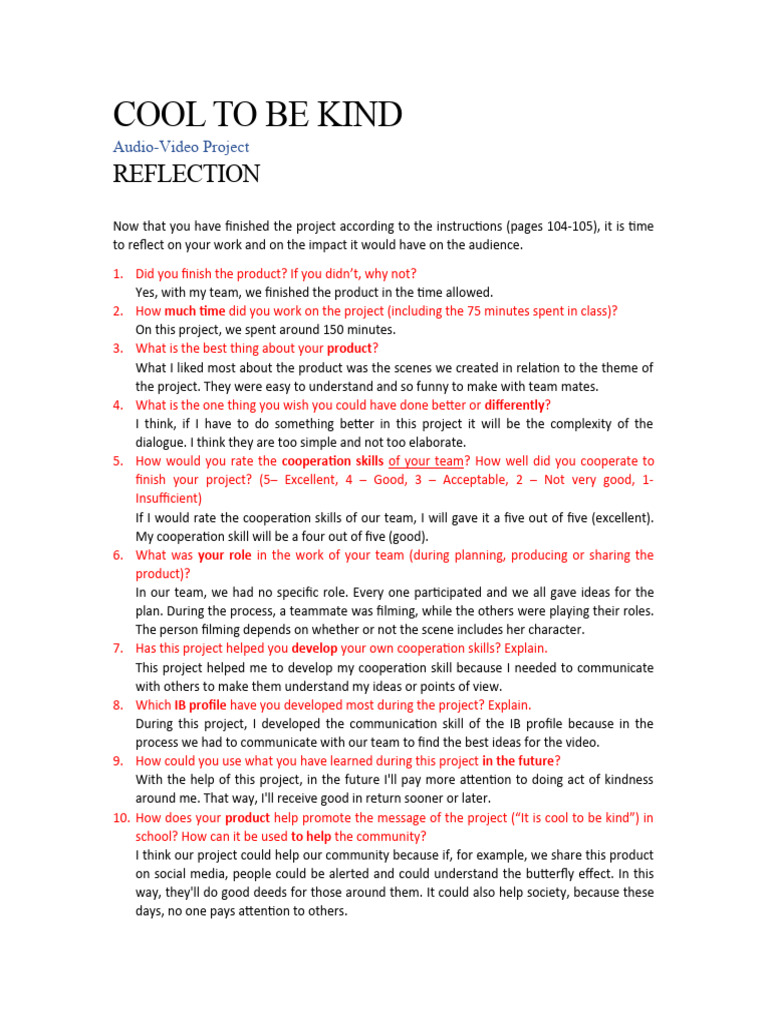 Cool To Be Kind - Reflection | PDF | Social Science | Art