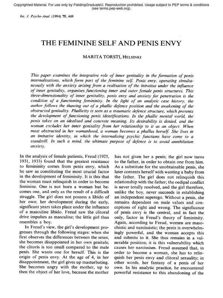 Penis envy | PDF | Sigmund Freud | Psychoanalysis