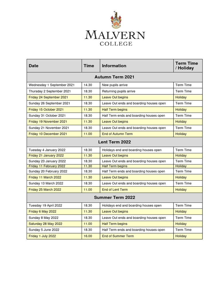 1731-Term Dates 2021-2022 | PDF 1731-Term Dates 2021-2022 | PDF