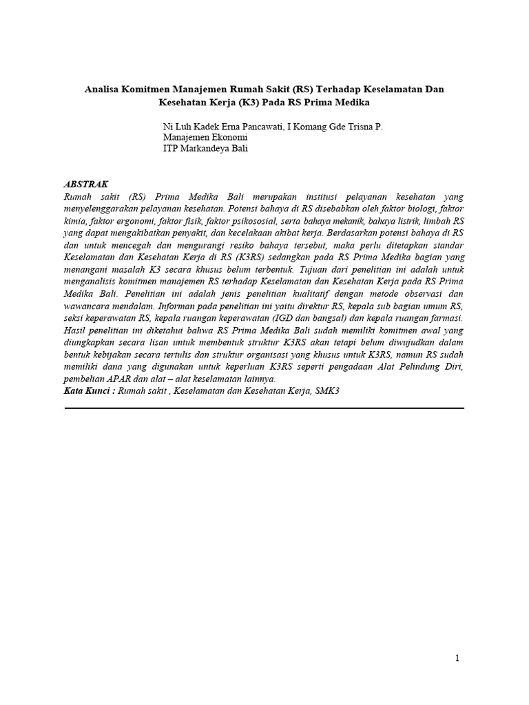 Laporan Manajemen RS Prima MEdika Erna | PDF