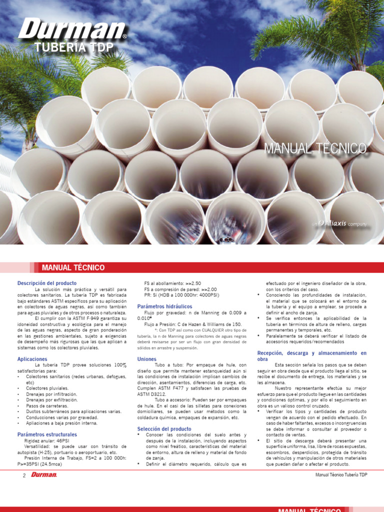 Manual Tecnico TDP | PDF | Aguas residuales | Tubería (transporte de ...