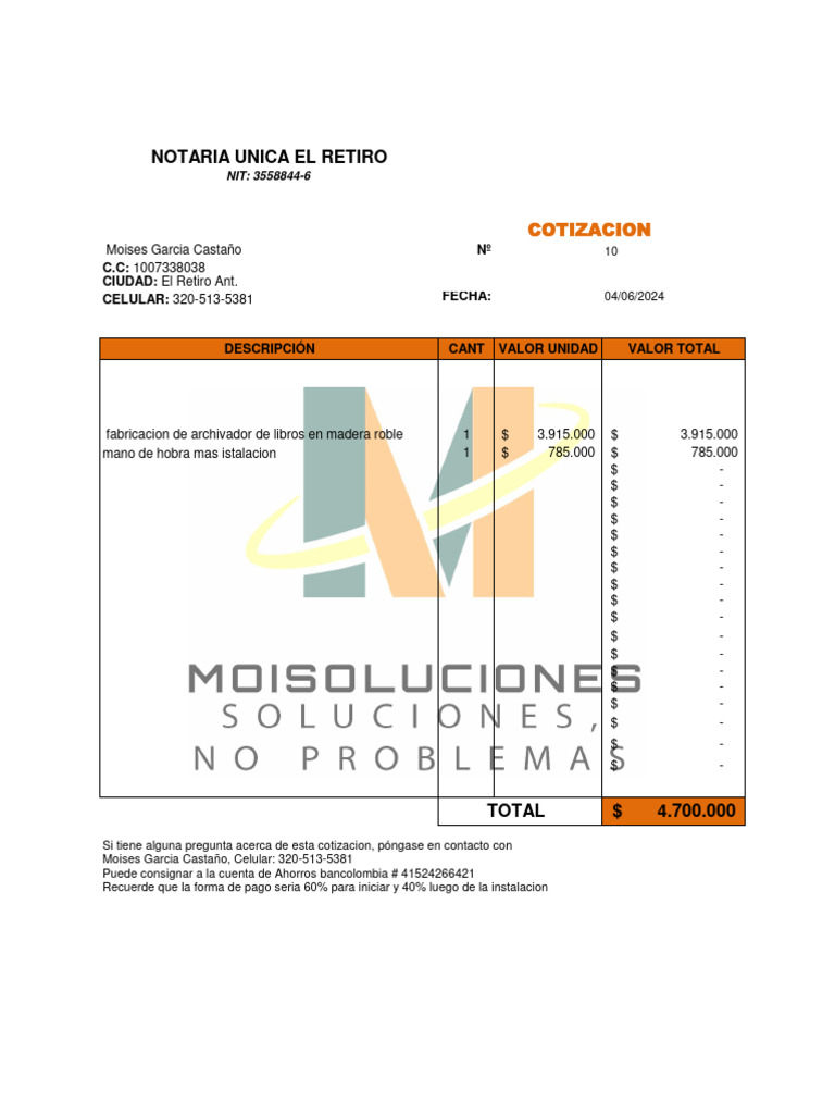 Cotizacion Notaria | PDF
