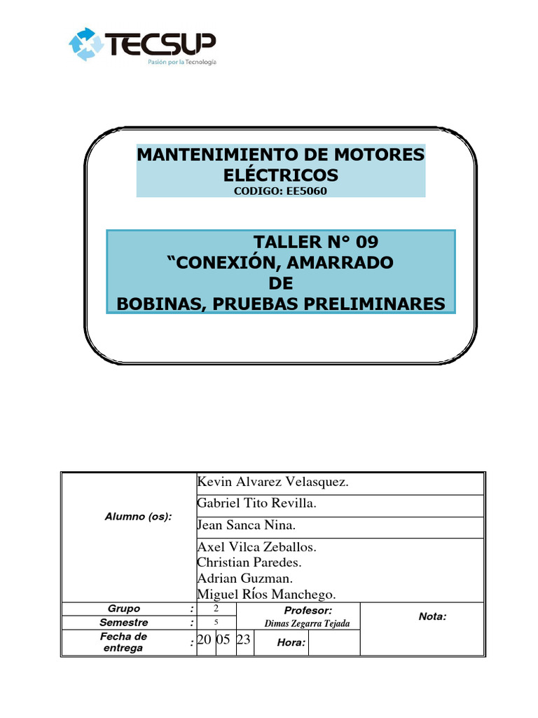 LAB 09. - Conexión, Amarrado de Bobinas, Pruebas Preliminares y ...