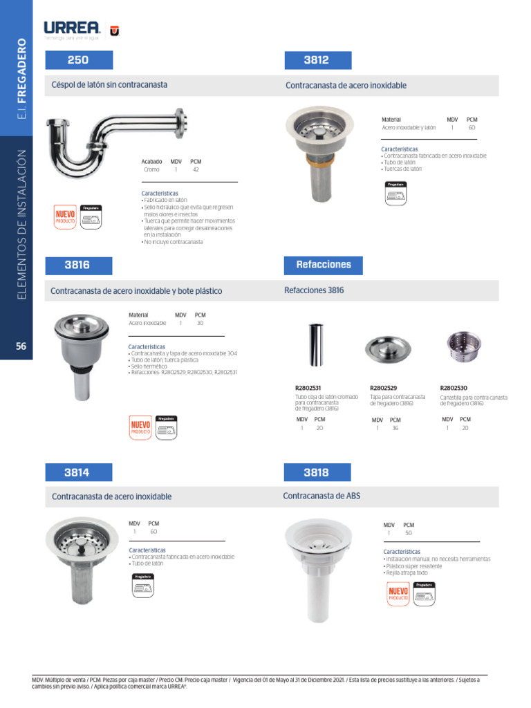 Catálogo URREA Plomeria 2021 | PDF | Acero inoxidable | Acero