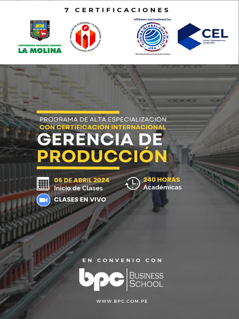 Brochure PAE en Gerencia de Producción 2024 Online | PDF | Ingeniería Industrial | Ingeniería