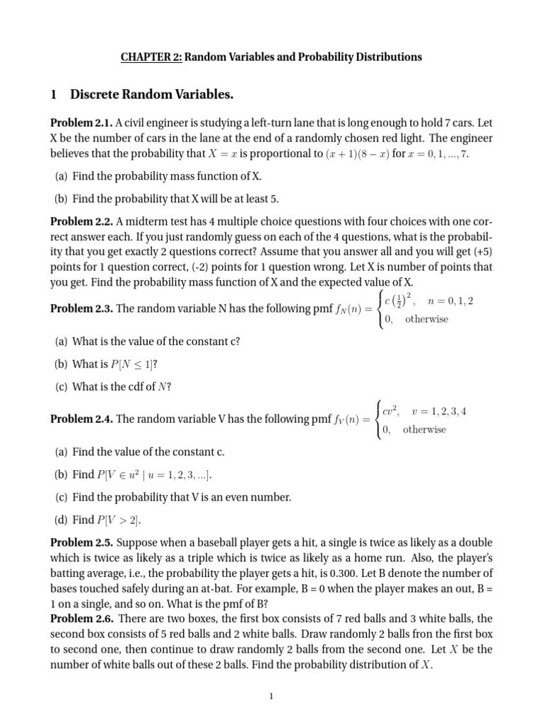 MI2023.Chapter 2. Random Variables and Probability Distributions | PDF ...