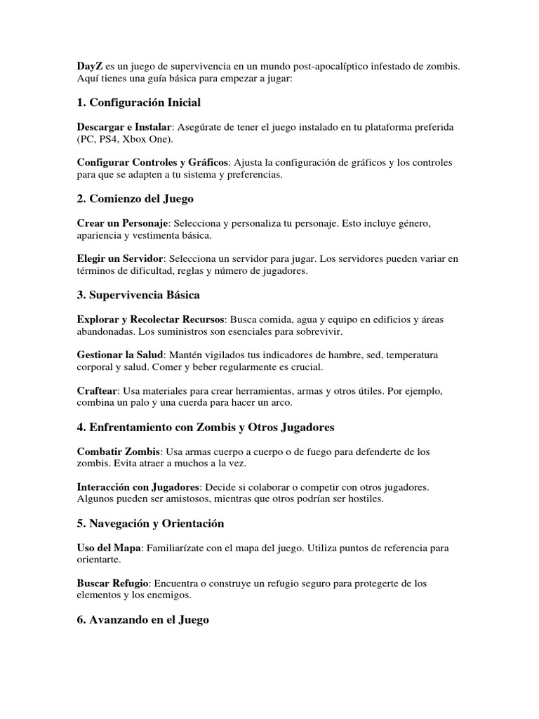 DayZ Como Jugar | PDF | Videojuego Gameplay
