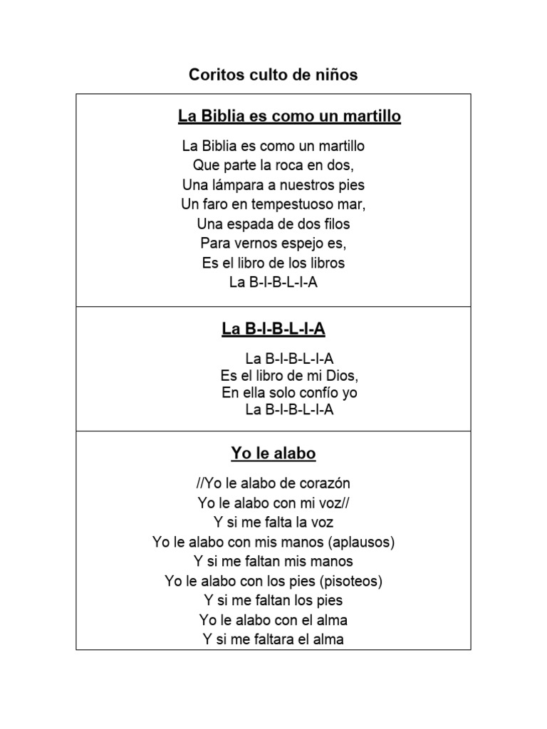 Coritos y Alabanzas para Niños | PDF | Jesús