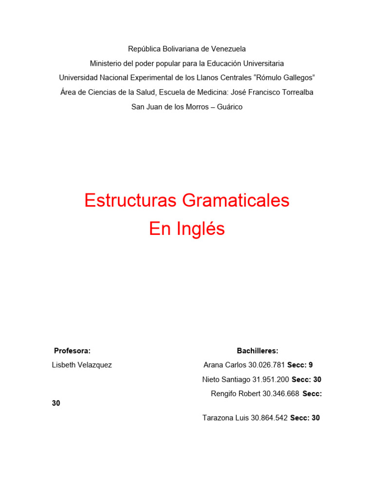 Estructuras Gramaticales en Inglés | PDF | Verbo | Predicado (Gramática)
