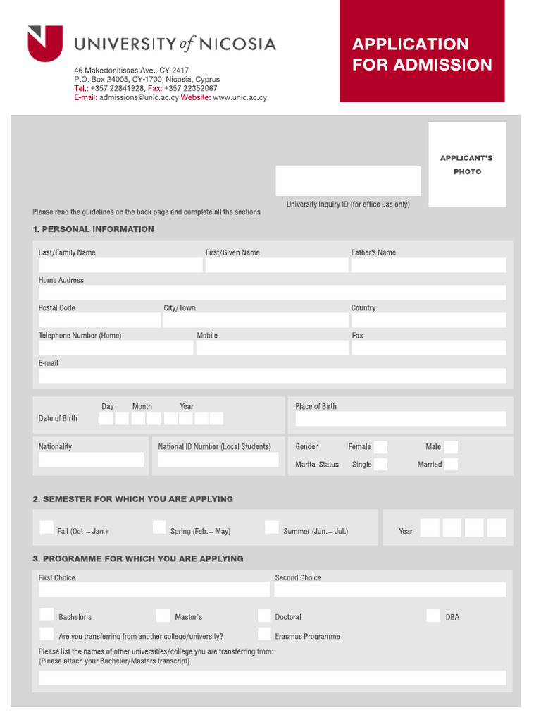 Application For Admission 2017 | PDF