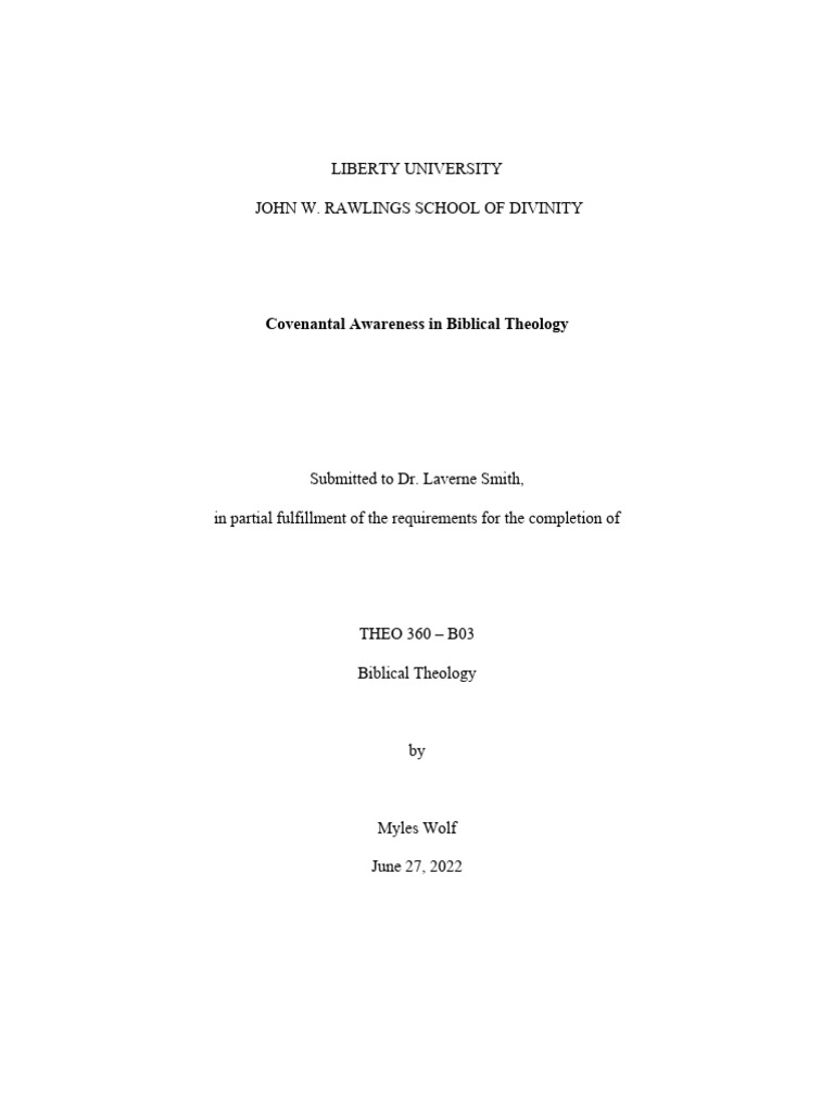 Covenantal Awareness in Biblical Theology | PDF | Covenant Theology ...