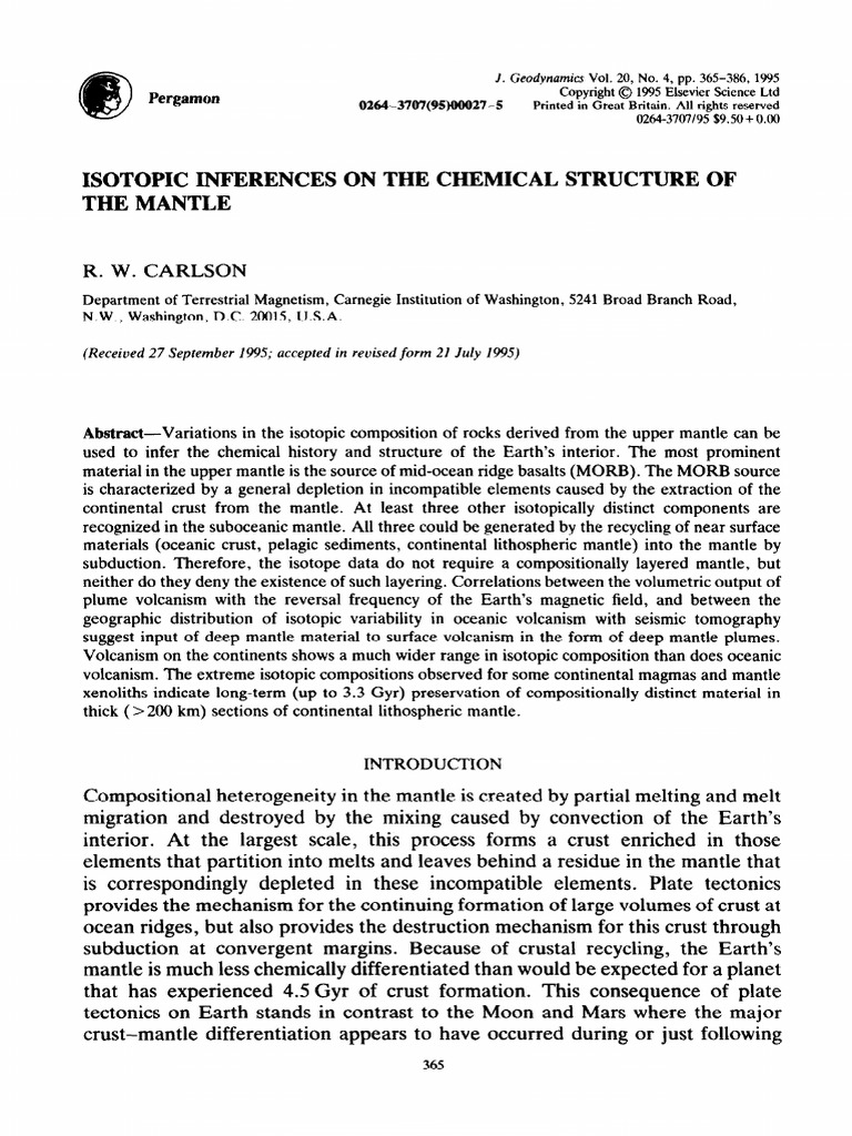 1995 Carlson | Download Free PDF | Crust (Geology) | Plate Tectonics