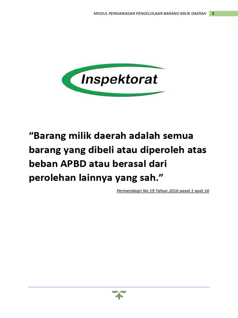 Modul Pengawasan Pengelolaan Barang Milik Daerah 2642 PDF | PDF