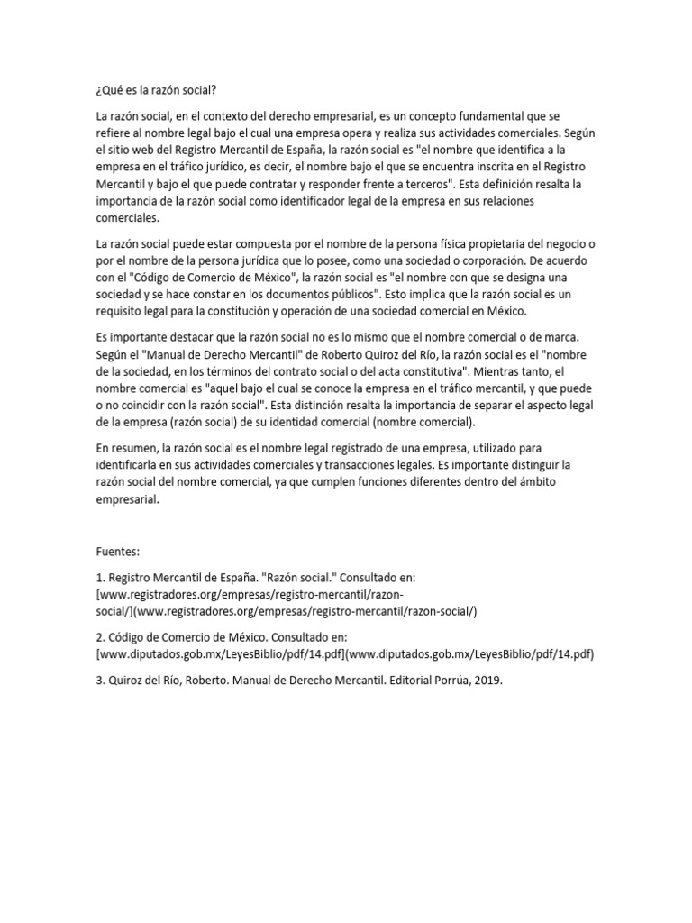 Qué Es La Razón Social | PDF