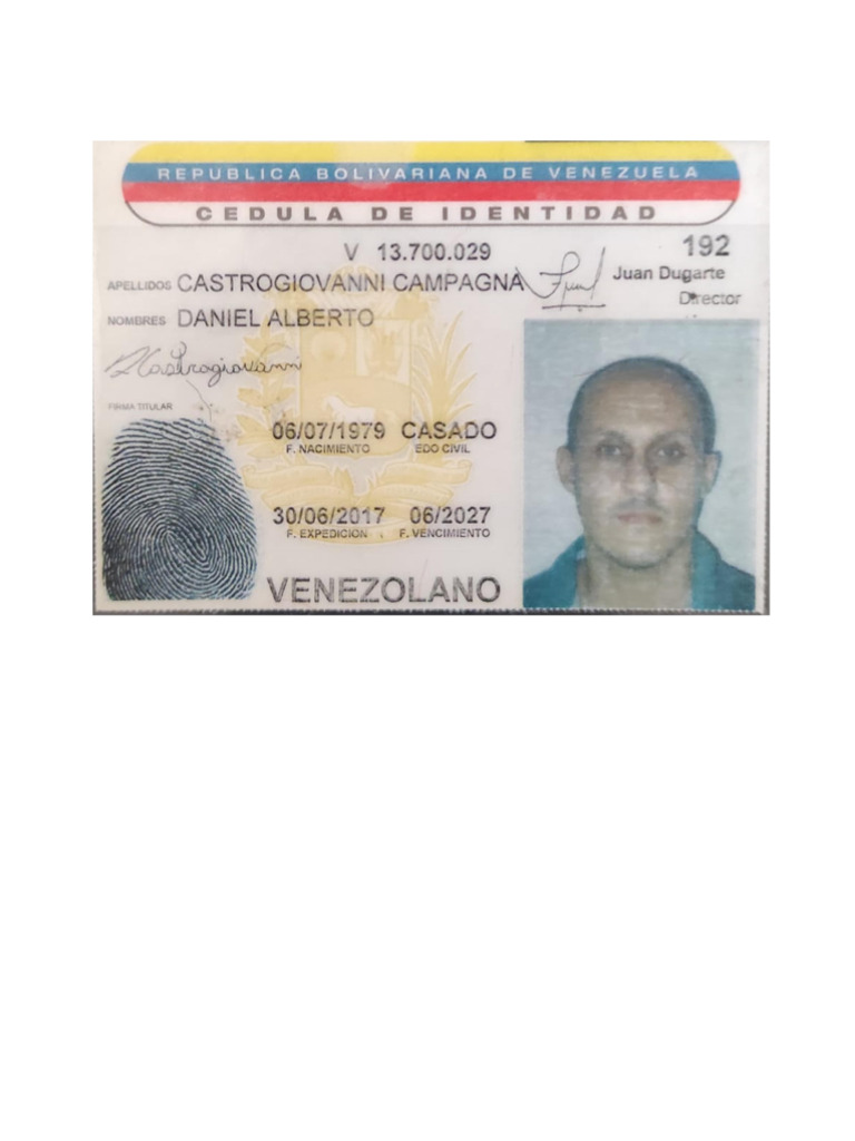 Cedula Daniel Castrogiovanni Casado | PDF