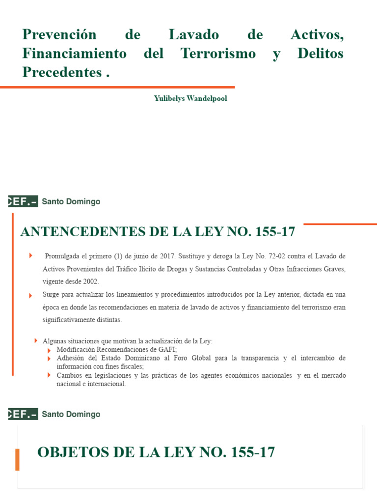 Ley 155-17: Prevención Lavado de Activos | PDF | Lavado de dinero ...